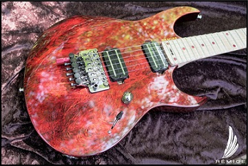 Painting a guitar – Magma candy red effect